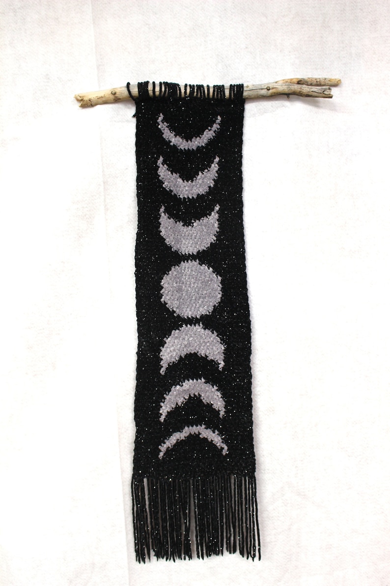 Moon Phases Tapestry, Crochet Moon Phase Tapestry Wall Hanging ...