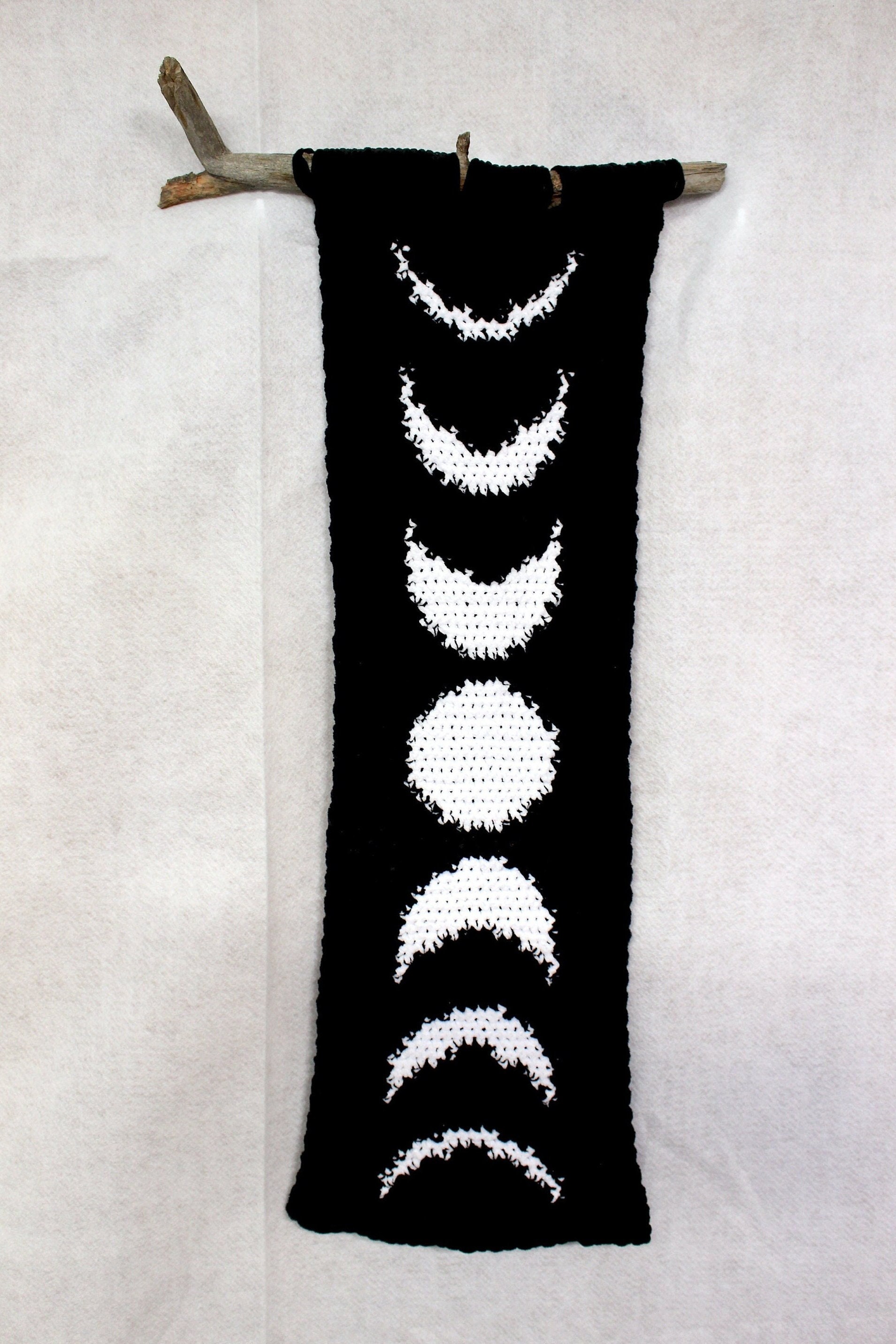 Crochet Moon Phases Tapestry, Moon Phase Tapestry Wall Hanging ...