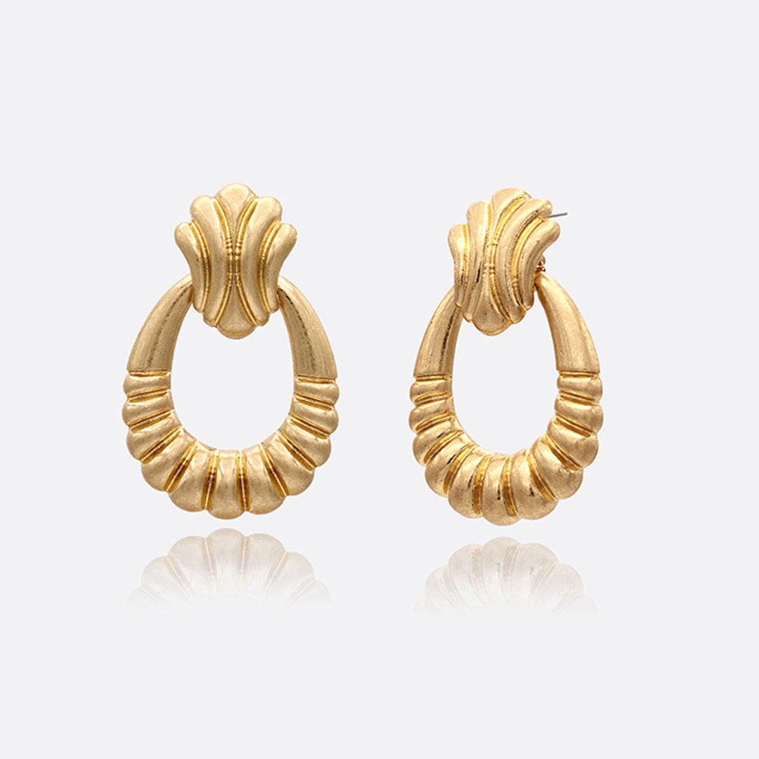 Timeless Door Knocker Earrings, Large Statement Earrings, Vintege Gold ...