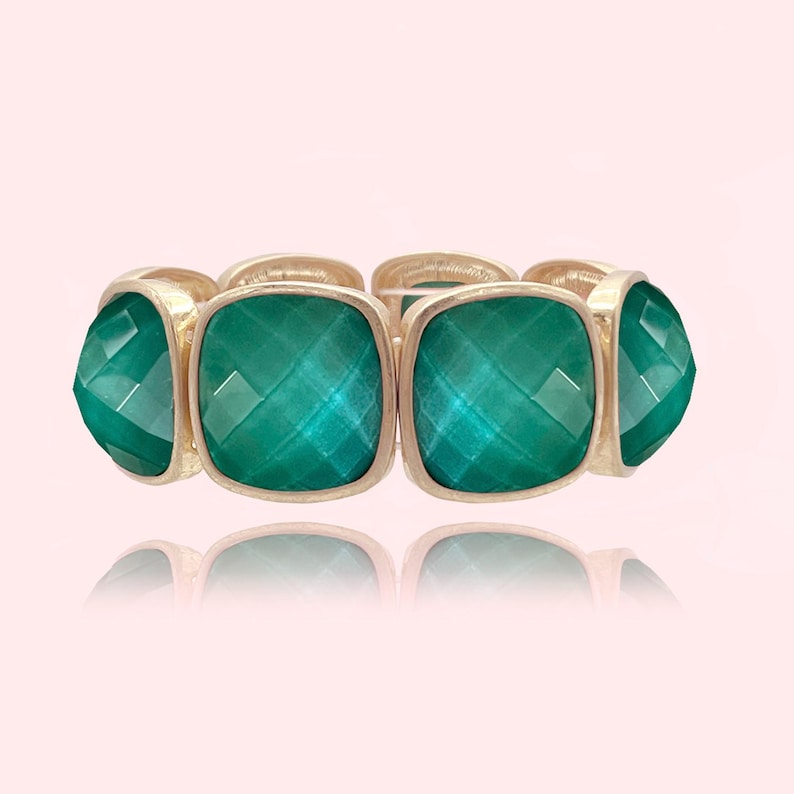Water Resistant, Large Faceted Stone Stretch Bracelet, Maxi Faceted ...