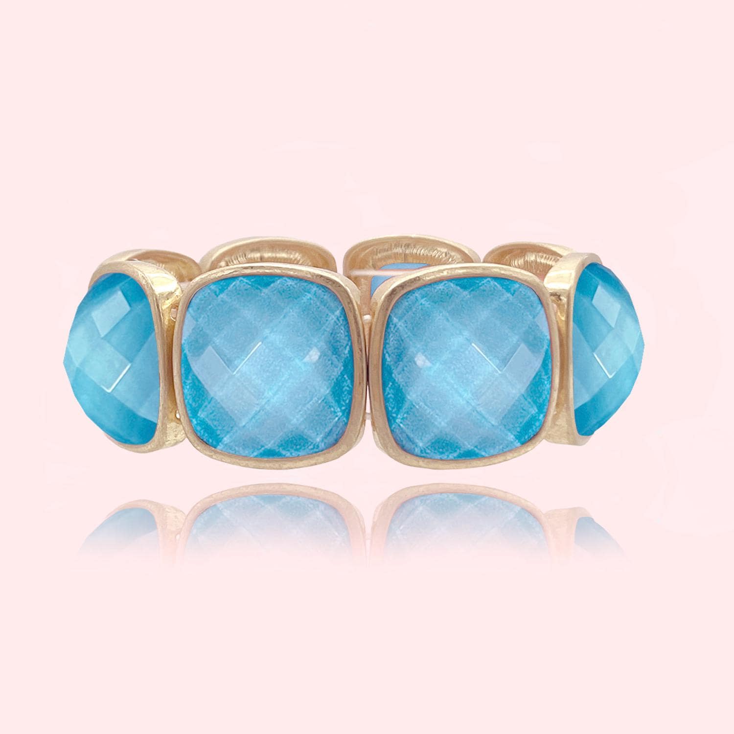 Water Resistant, Large Faceted Stone Stretch Bracelet, Maxi Faceted ...