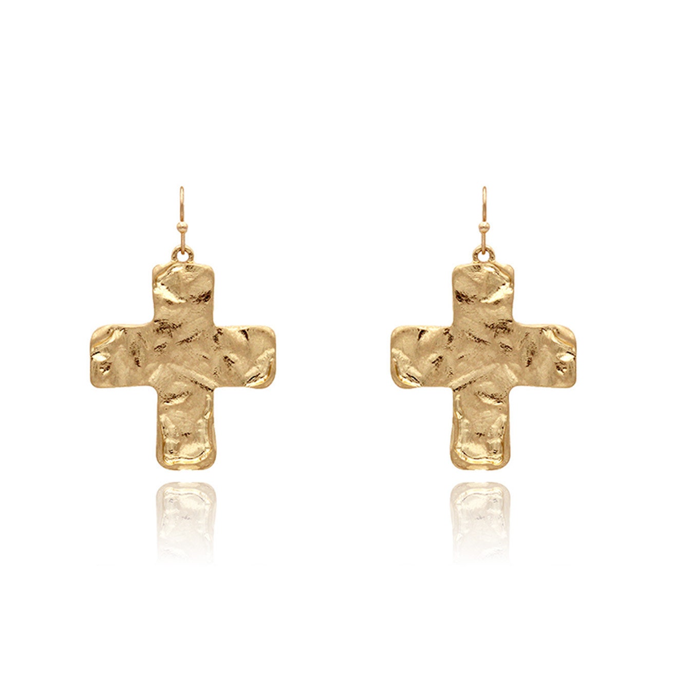 Maison Hammered Cross Earrings Large Statement Earrings Cross Earrings Vintege Gold Plated Earrings Vintage Style Earrings