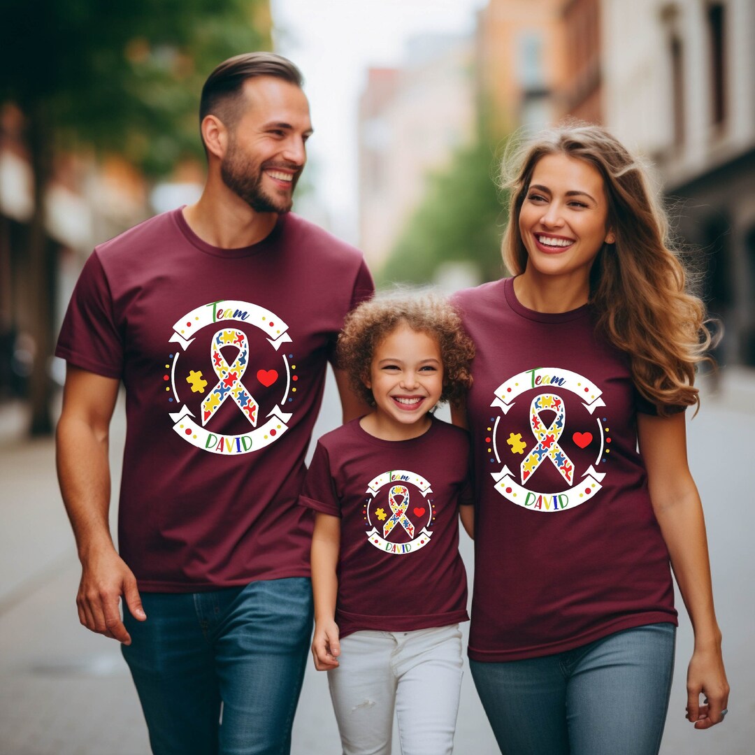 Personalized Team Autism Matching Tee, Autism Awareness T-shirt,family ...