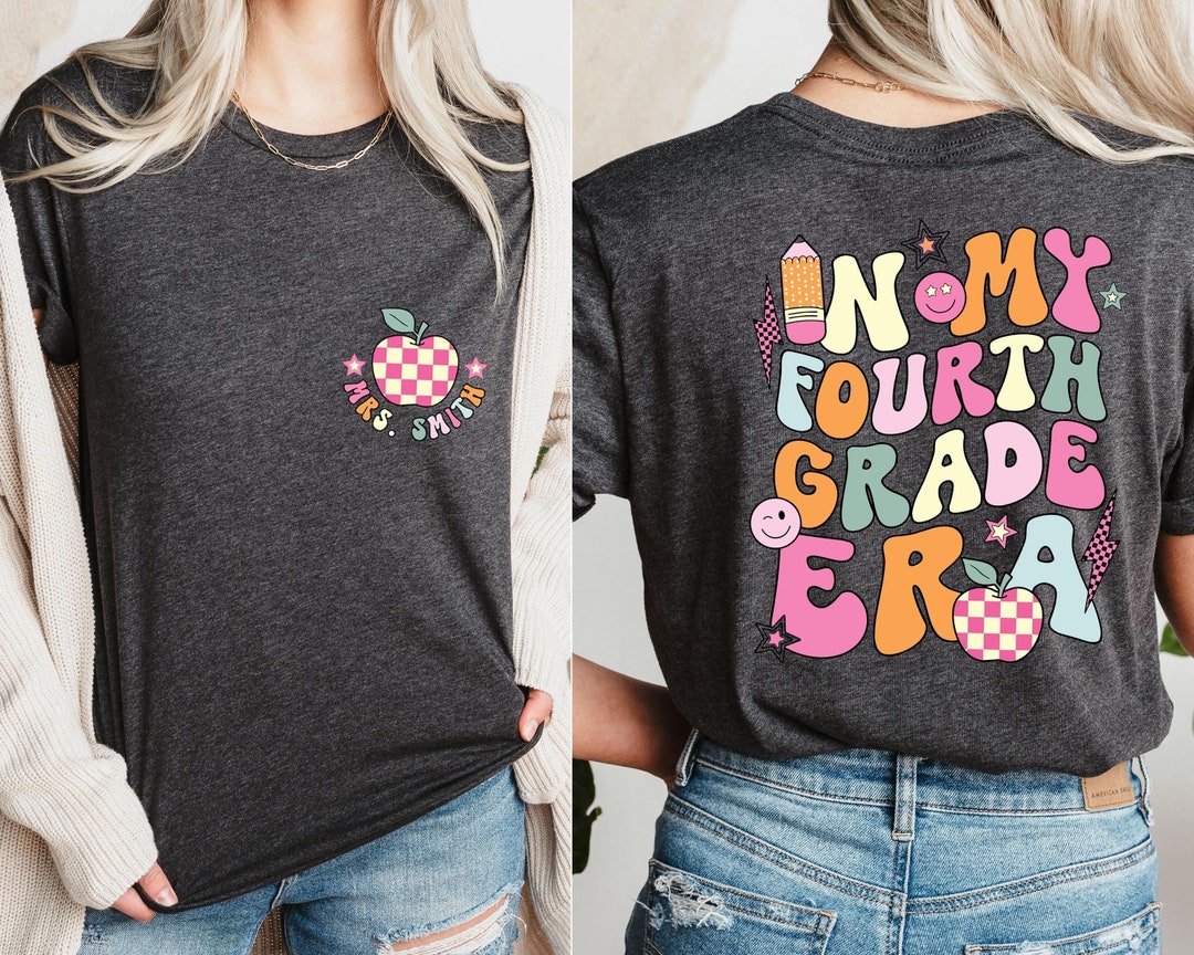 Custom Name Fourth Grade Teacher Shirt,custom Grade Level Teacher Team ...