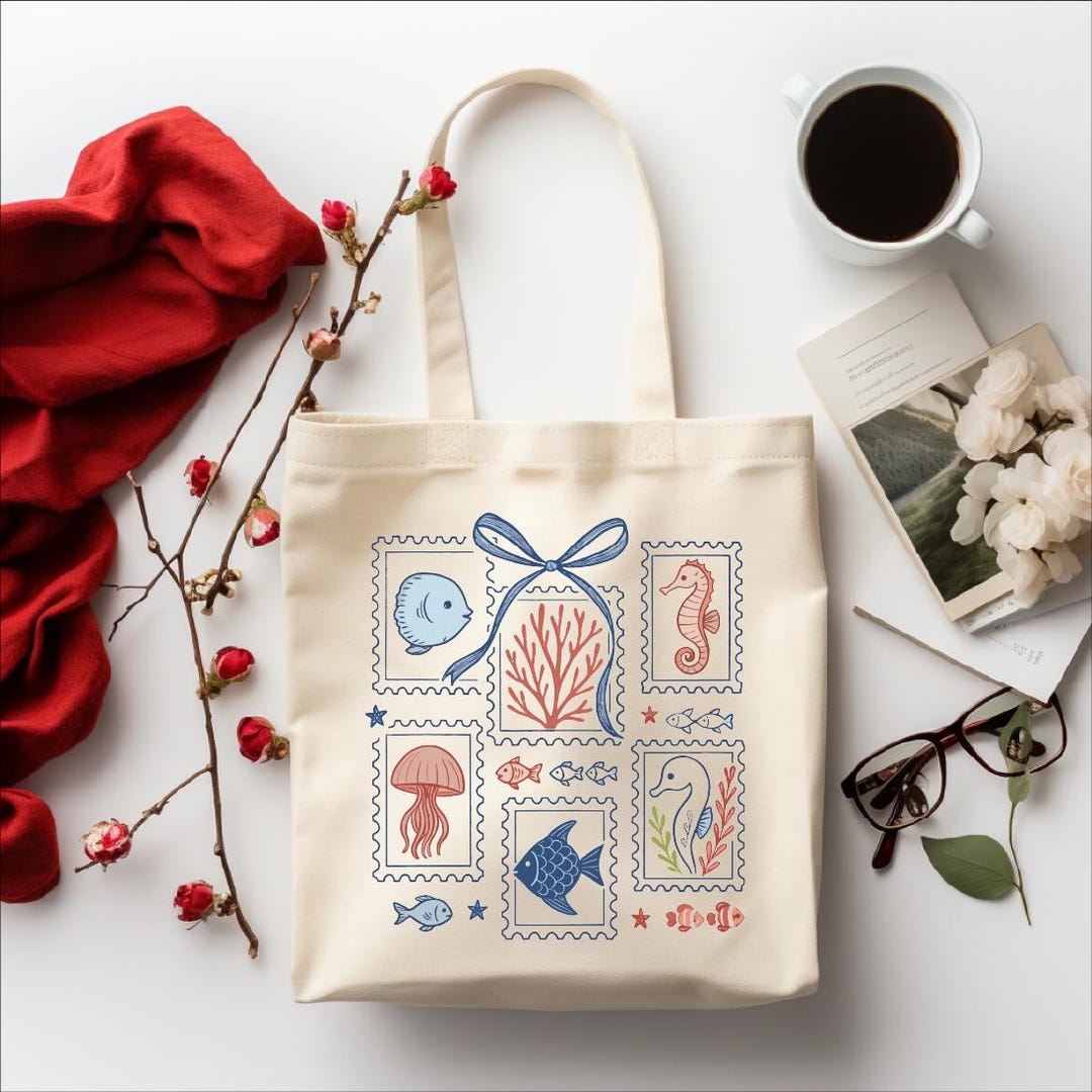 Ocean Essentials Tote Bag, Under the Sea Bag, Sea Life, Ocean Vibes Bag ...