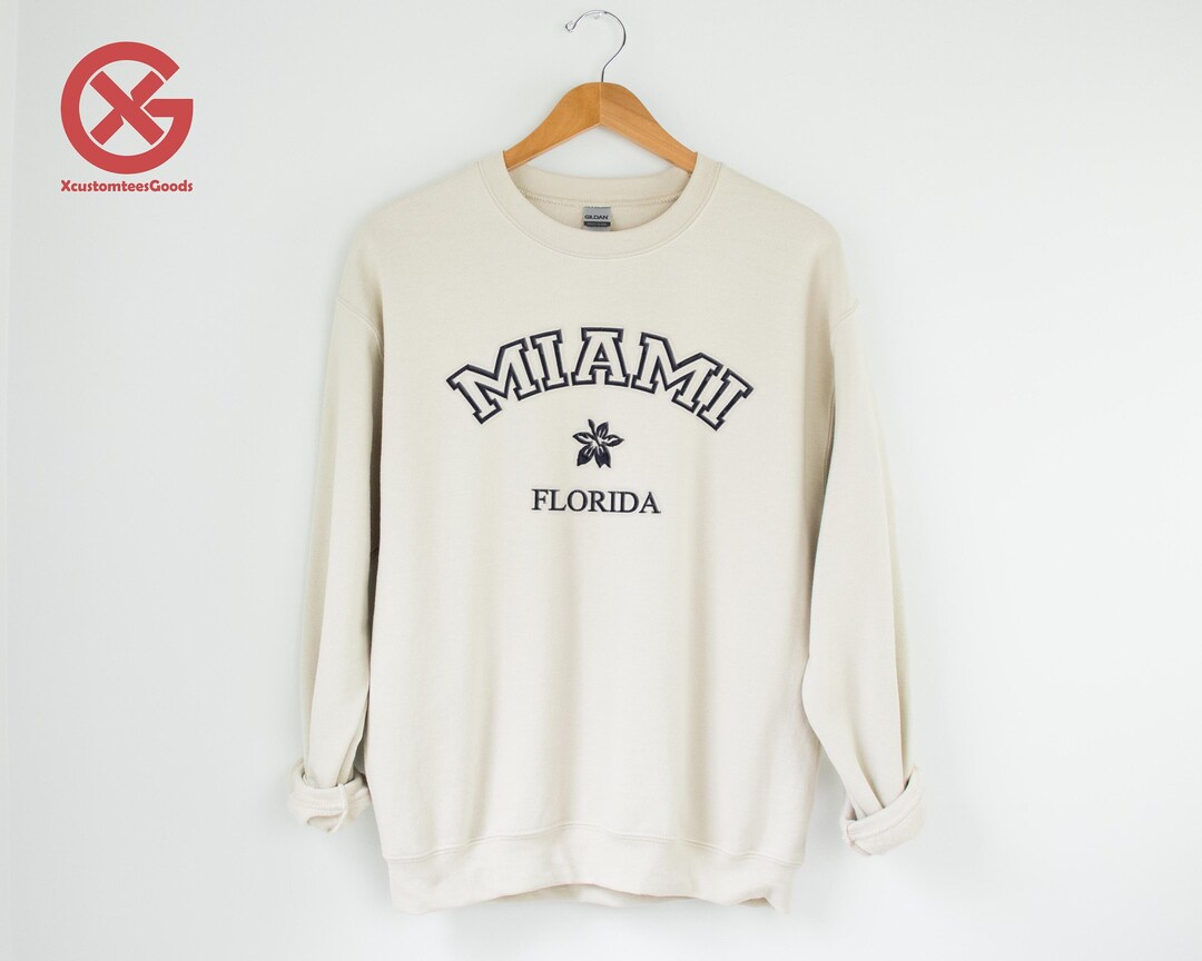Miami Embroidered Sweatshirt, Florida Embroidered Crewneck,miami ...