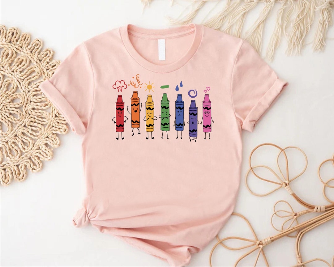 Mood Color Crayons Teacher Tee,crayon Teacher Shirt, Cute Crayon Shirt ...