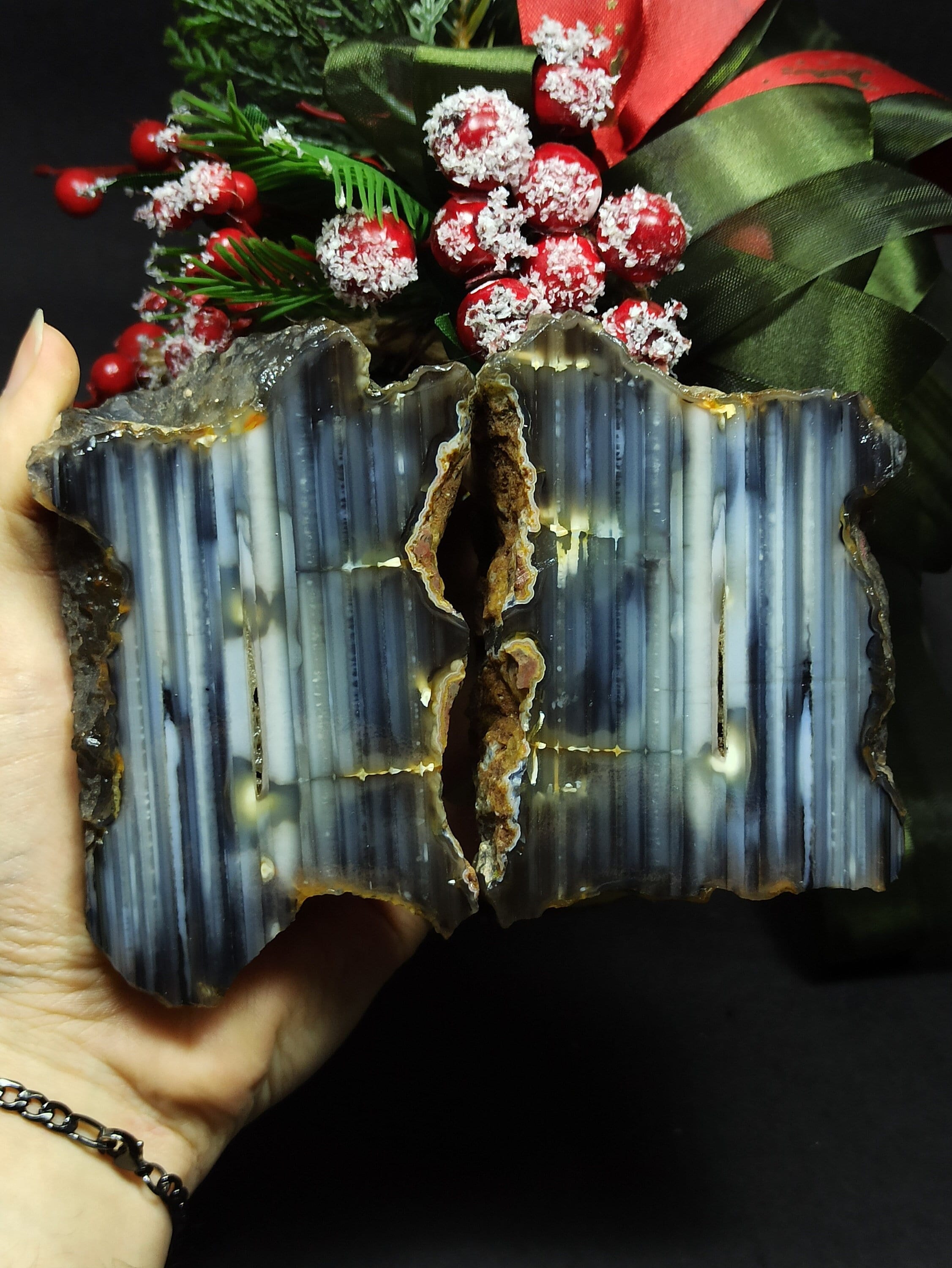 Ocean View Stone, Waterline Banded Agate, Metaphysical Crystals, Cut ...