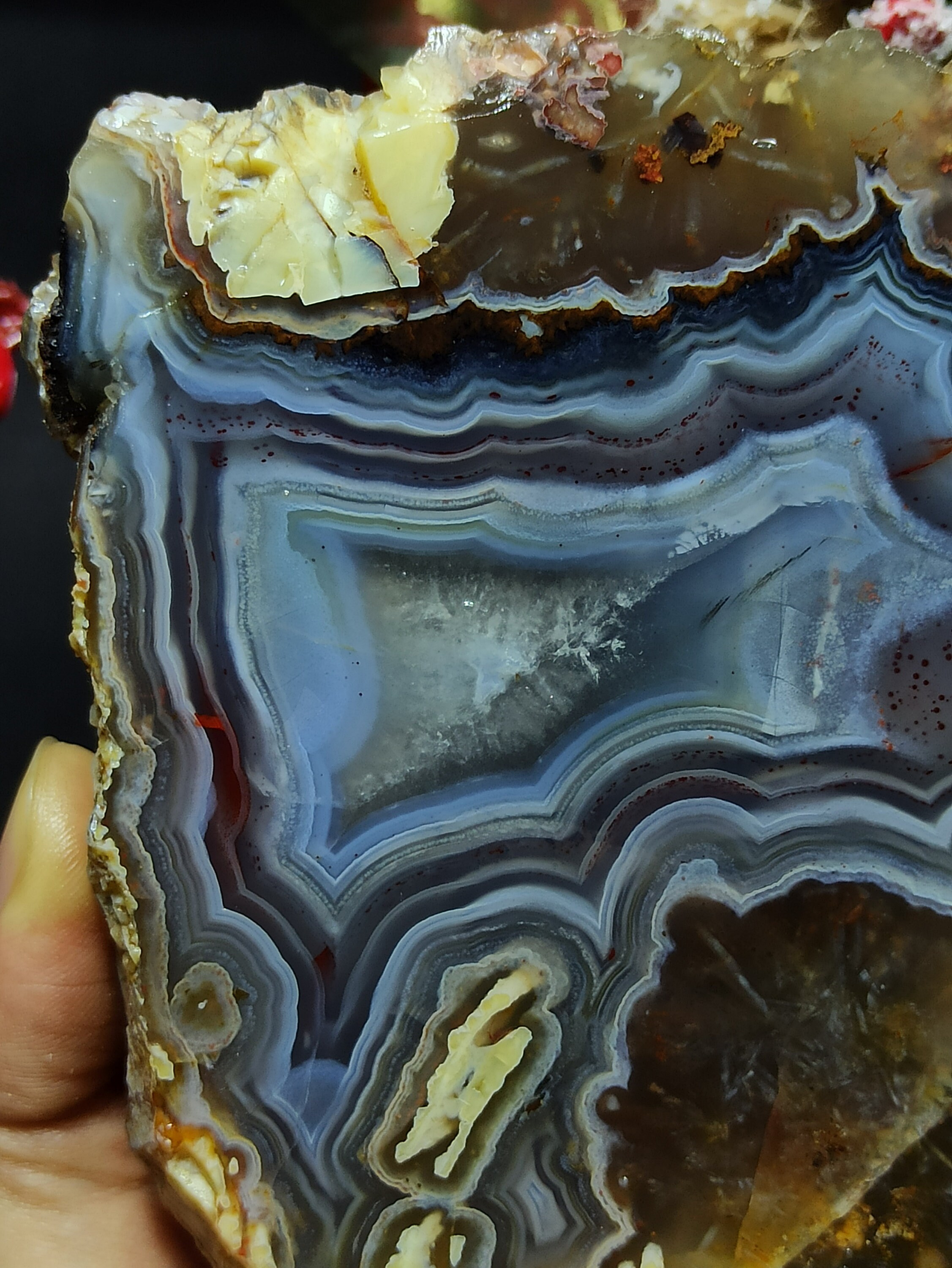 Large Purple and Blue Banded and 3D Crystal Agate, Polished Turkish ...