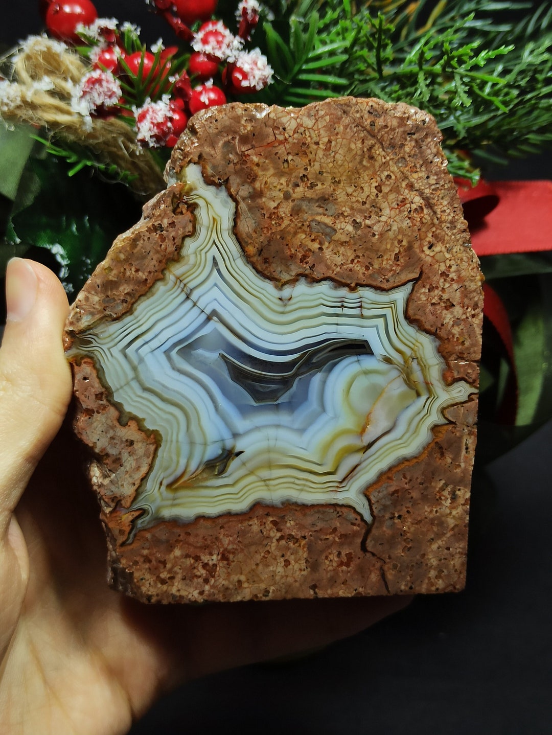 Blue, White and Yellow Banded Agate, Crystal Banded Turkish Agate ...