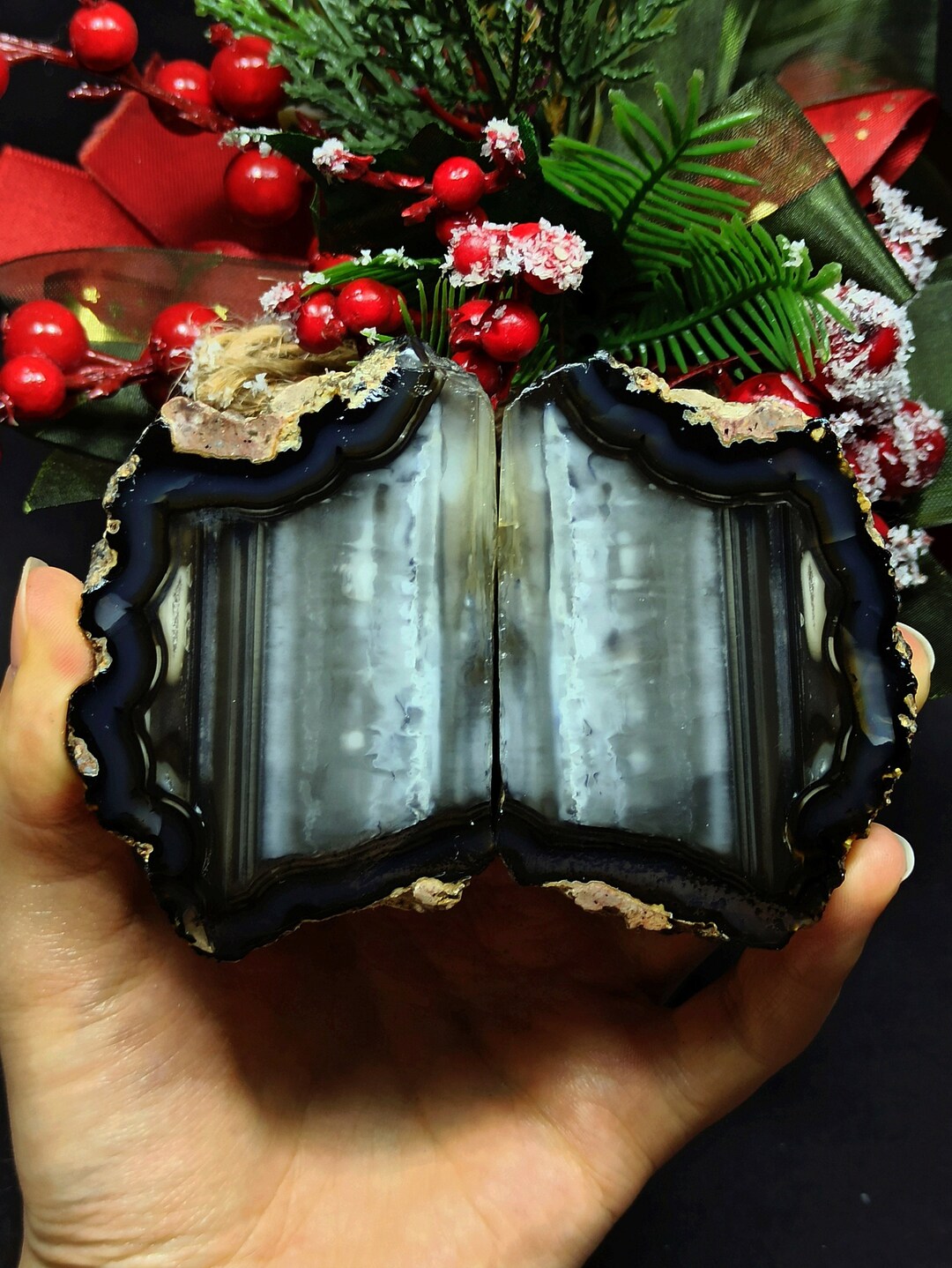 Ocean View Stone, Waterline Banded Agate, Metaphysical Crystals, Cut ...