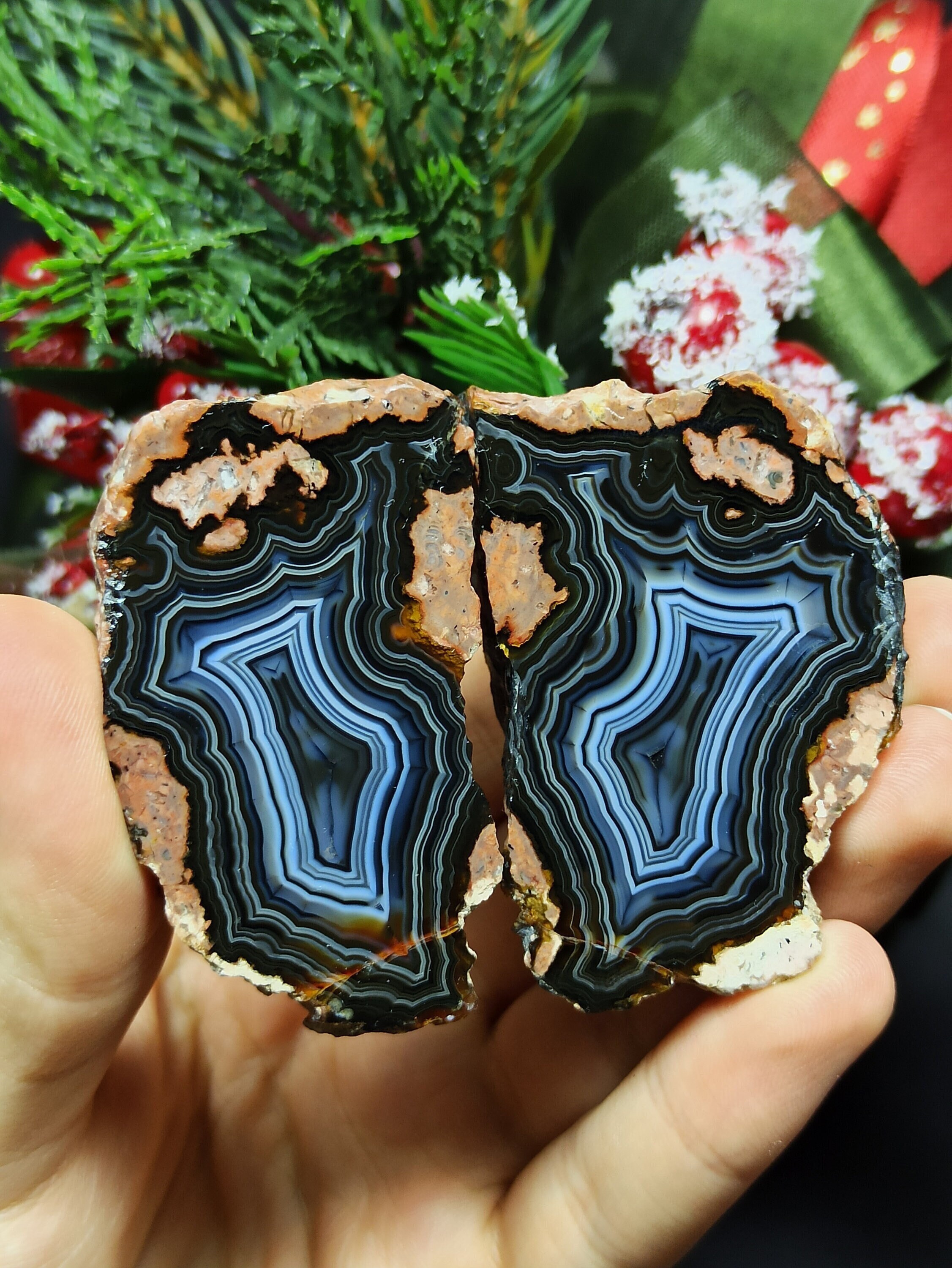 Rare Black and Blue Banded Agate, Blue Pair Agate, Cut and Polished ...