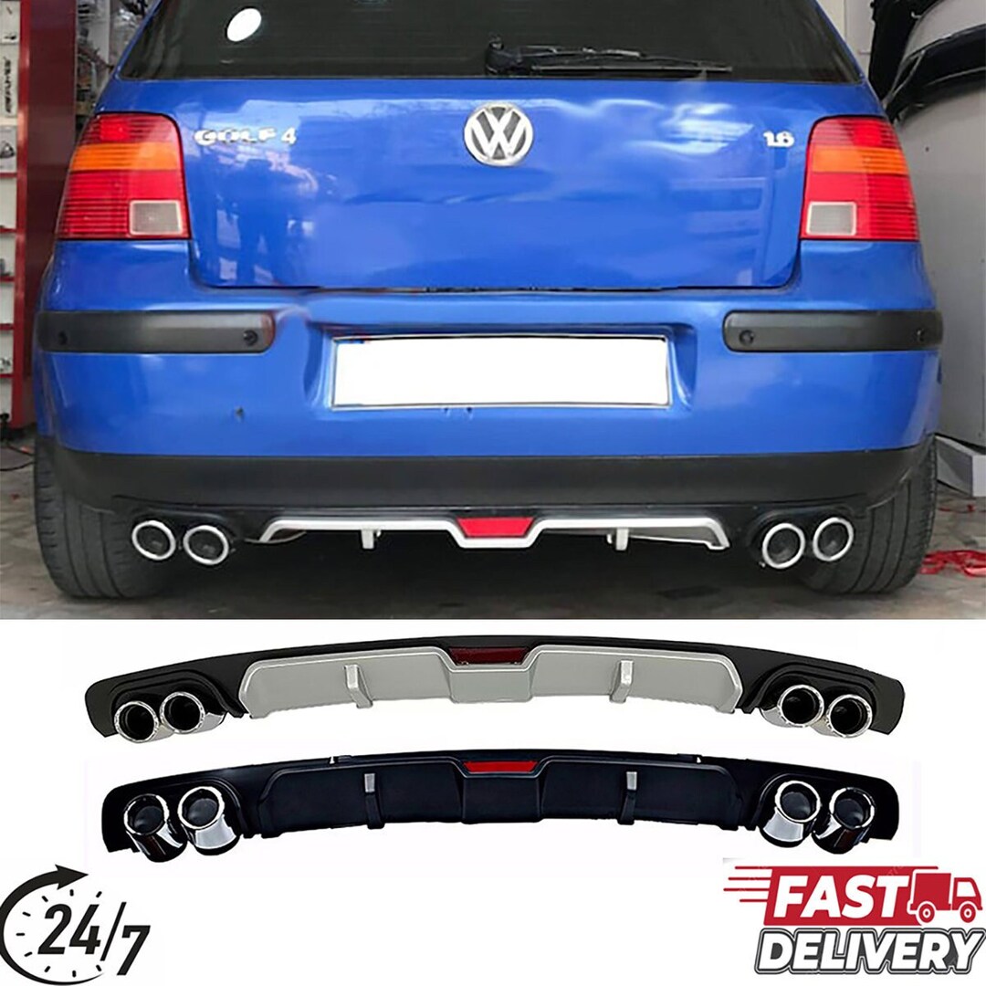 For Vw Golf Mk4 Rear Diffuser Diffusor Black or Gray Chrome Exhaust ...