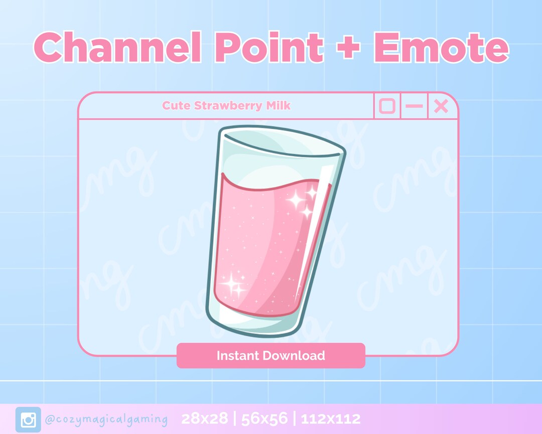 Strawberry Milk Twitch Channel Point Icon Emote for Discord Ready to ...