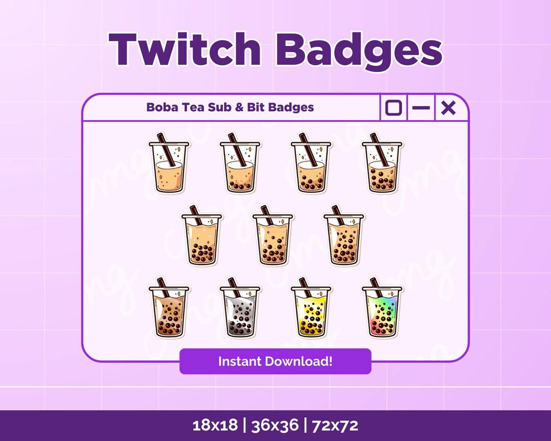 Twitch Sub Badge Boba Tea Bubble Milk Cute for Streamers, Twitch Badges ...