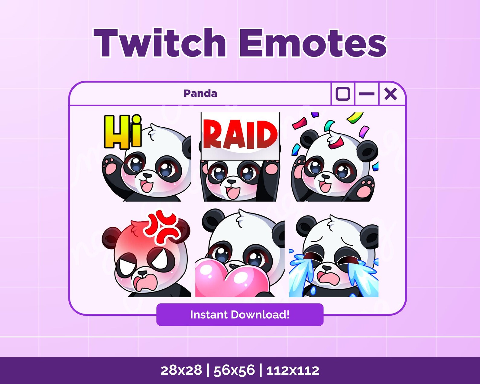 Twitch Emote Panda Bear Chibi Set Emote Cute Clip Art Streamer ...