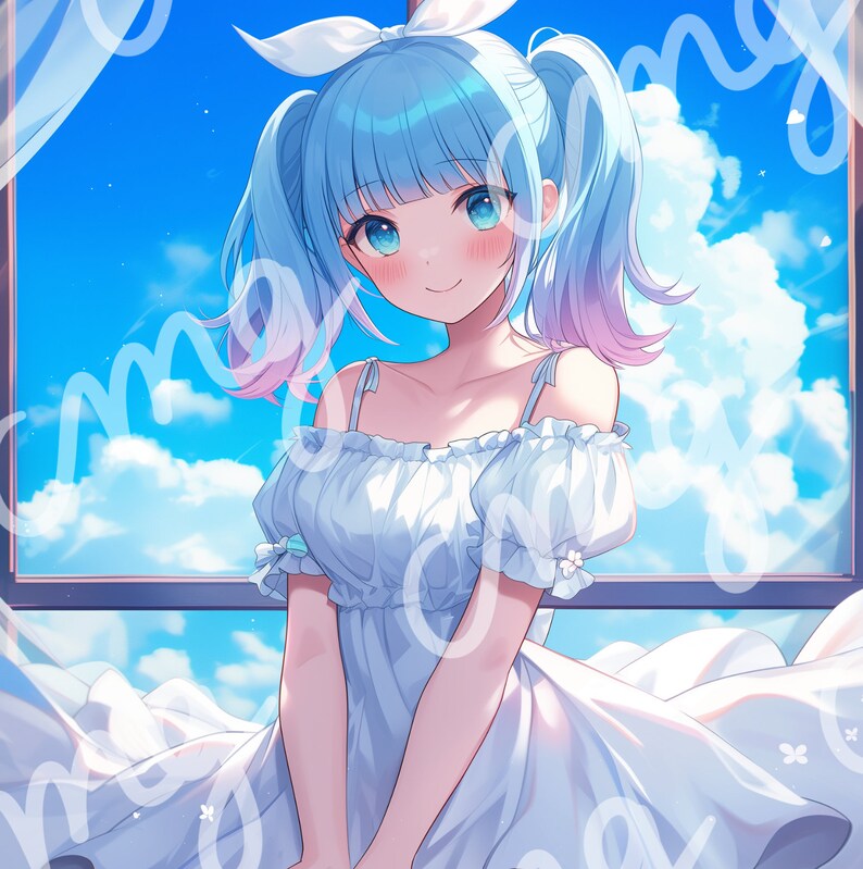 Cute Cloud Anime Girl Digital Drawing Perfect as a Twitch Icon for ...