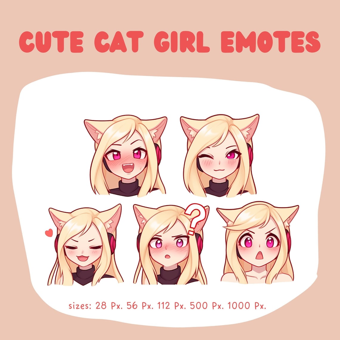 Twitch Emote, Cute Cat Girl Emote, Blonde Cat Girl, Emote, Clip Art ...