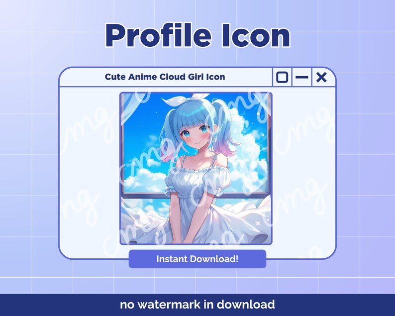 Cute Cloud Anime Girl Digital Drawing Perfect as a Twitch Icon for ...