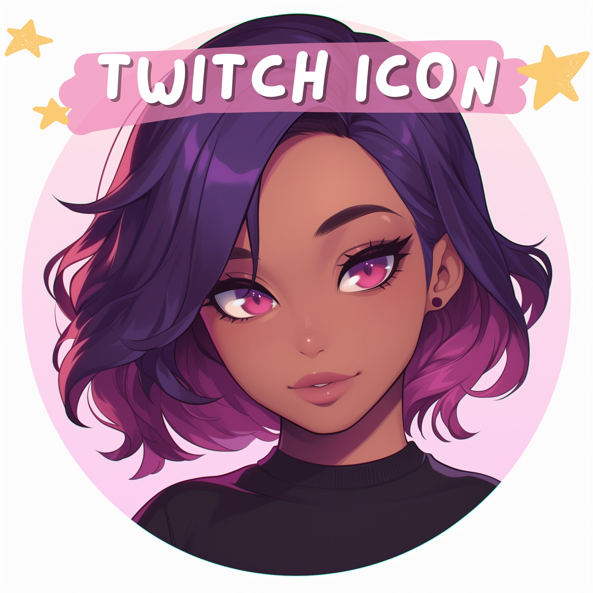 Twitch Icon Dark Skin Streamer Art, Twitch Profile Pic, Streaming, No ...