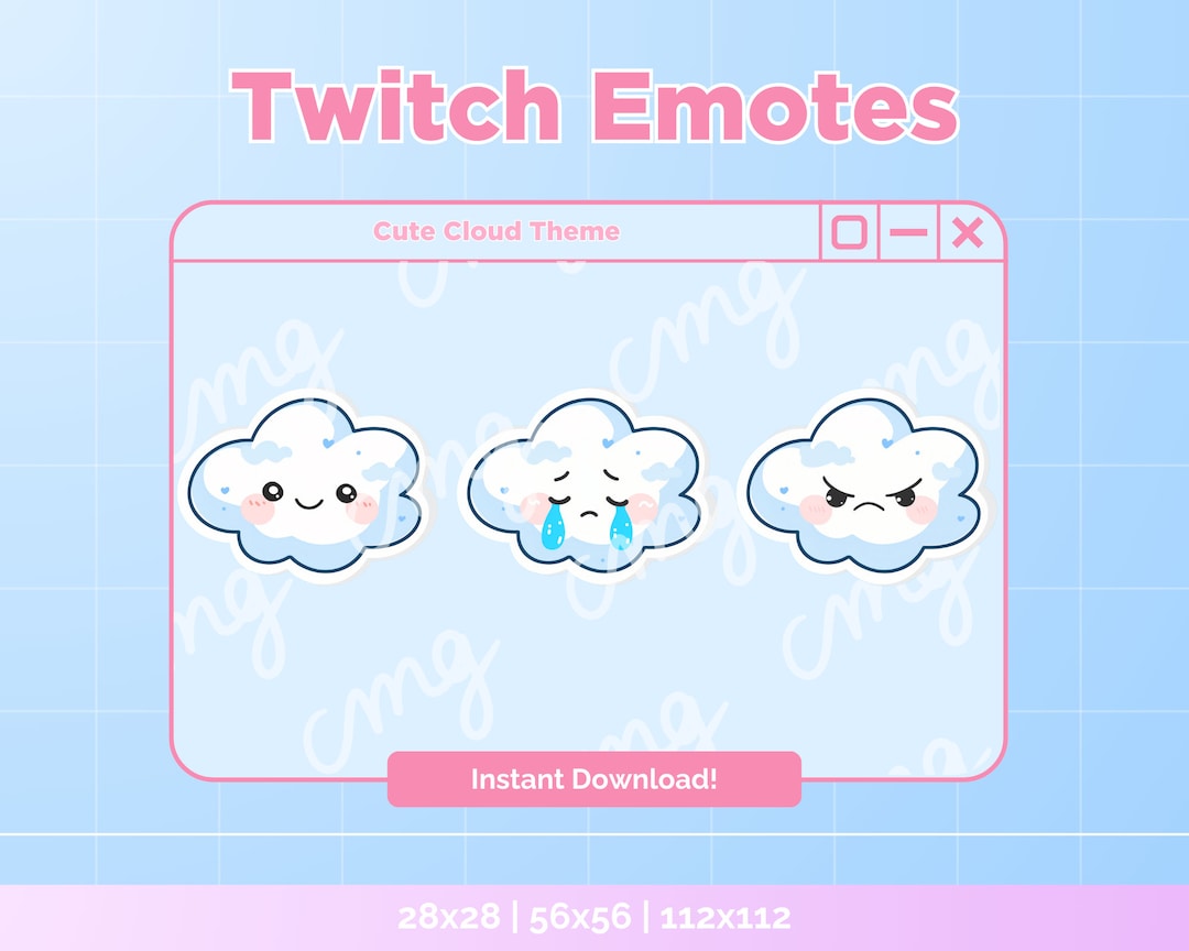 Cute Cloud Twitch Emotes Pack for Twitch Streamer or Vtuber, Emote for ...