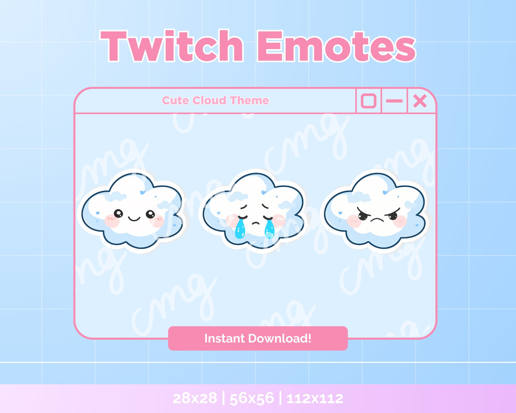 Cute Cloud Twitch Emotes Pack for Twitch Streamer or Vtuber, Emote for ...