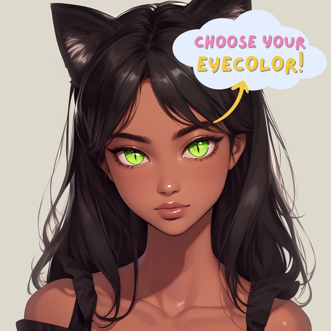 Customized Twitch Icon for Streamer Girl With Dark Skin Commission ...