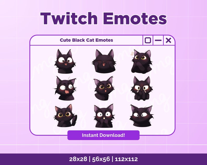 Twitch Emote Black Cat Emote Cute Clip Art Cat Streamer, Streaming ...