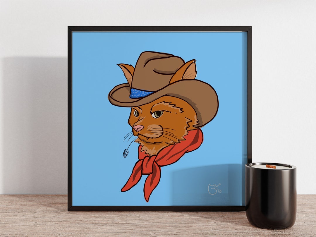 Cowboy Cat Print, Western Poster, Cowboy Cat Digital Print, Western Cat ...