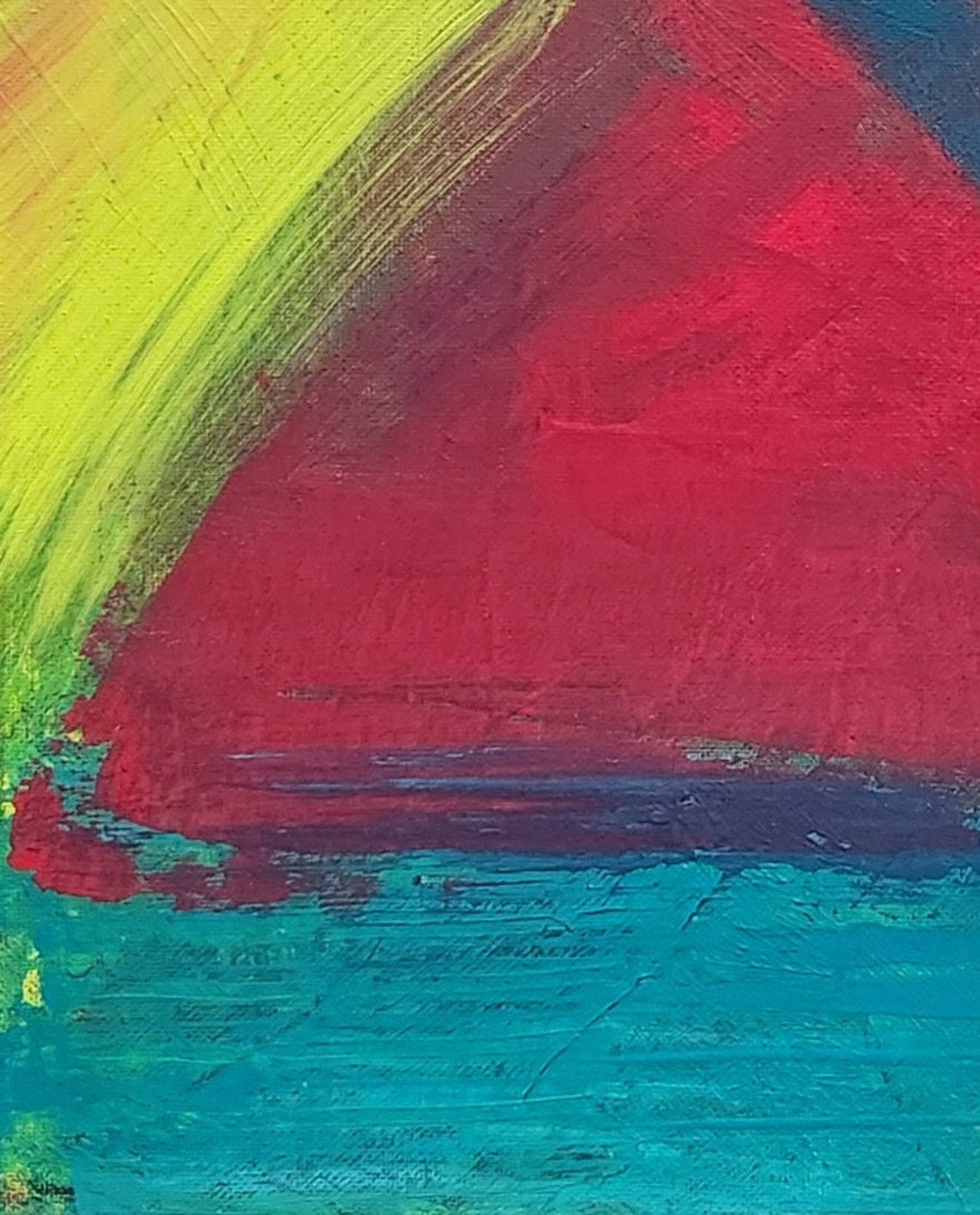 The Red Triangle | Original Abstract Art, One of a Kind Artwork, 90s ...