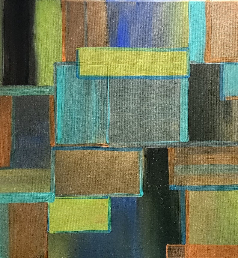 Geometric Abstract Art | Acrylic Painting on Square Canvas - Etsy