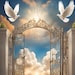 In Loving Memory Template Blue Heaven Gates Memorial With Wings ...