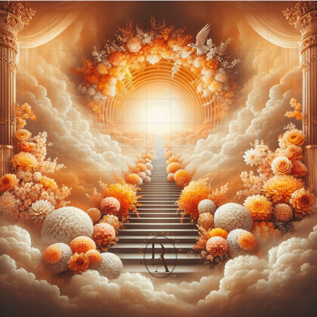 Orange Floral, in Loving Memory, Memorial Background, Memorial Button ...