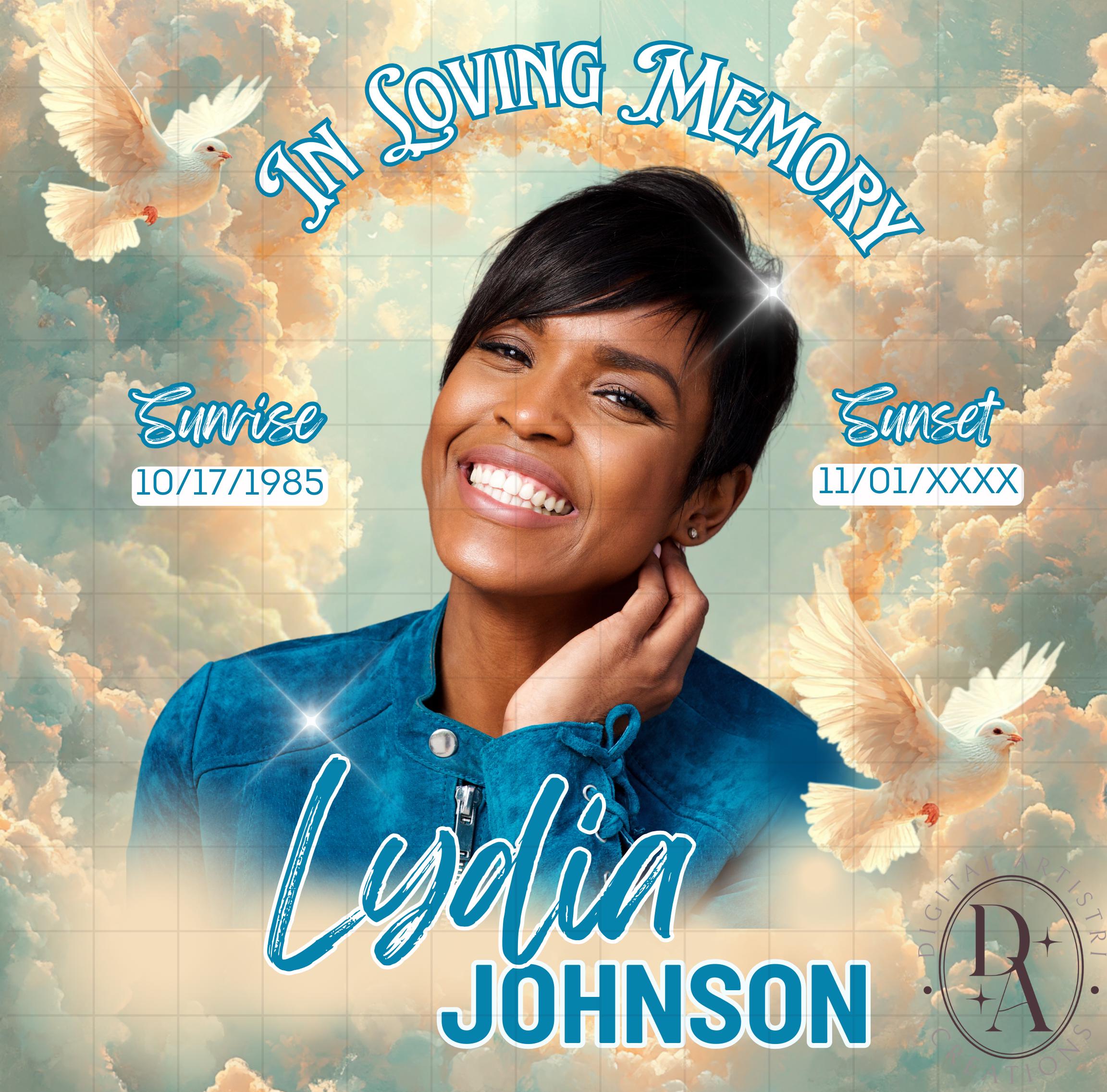 Blue Heaven Cloud, in Loving Memory Template, Memorial Background ...