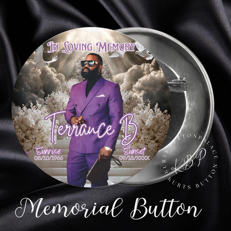 Black Design, in Loving Memory, Memorial Button, Funeral Program, Save ...
