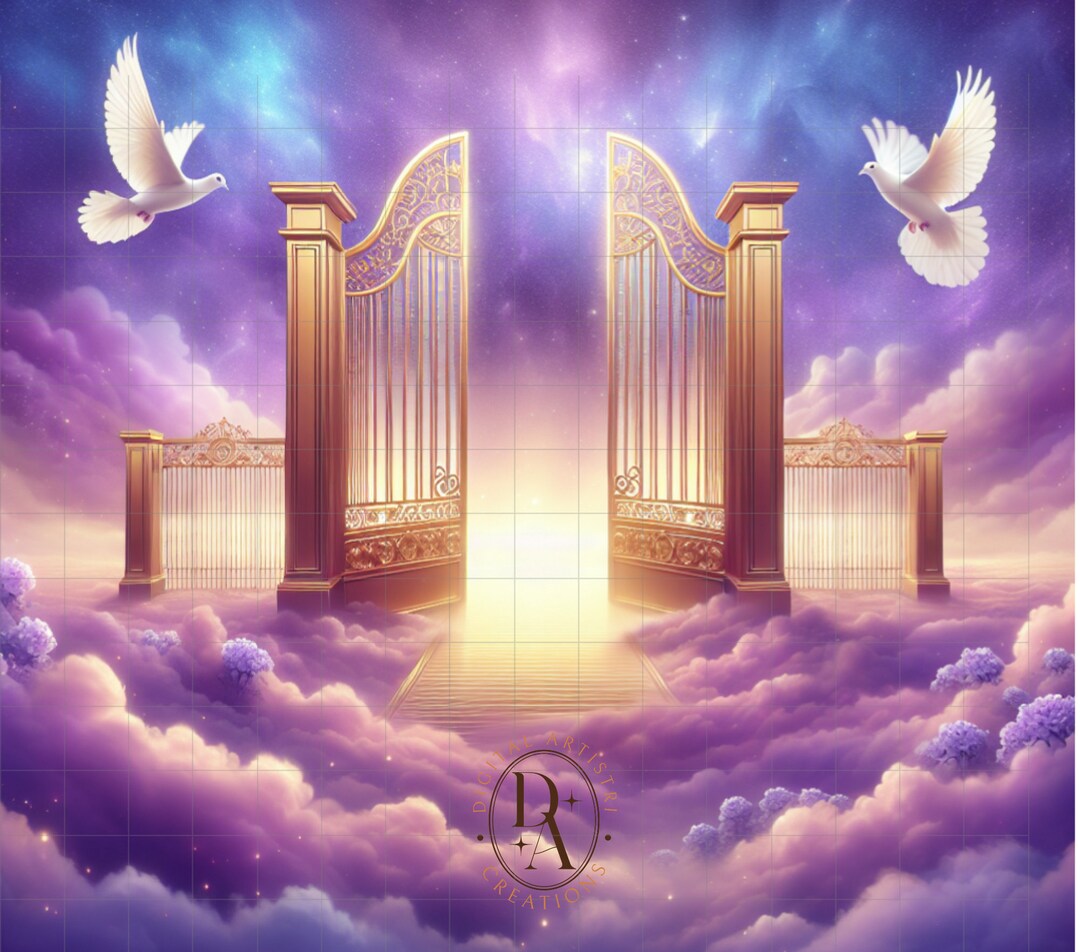 Purple Heaven Gates in Loving Memory Template Memorial Button ...