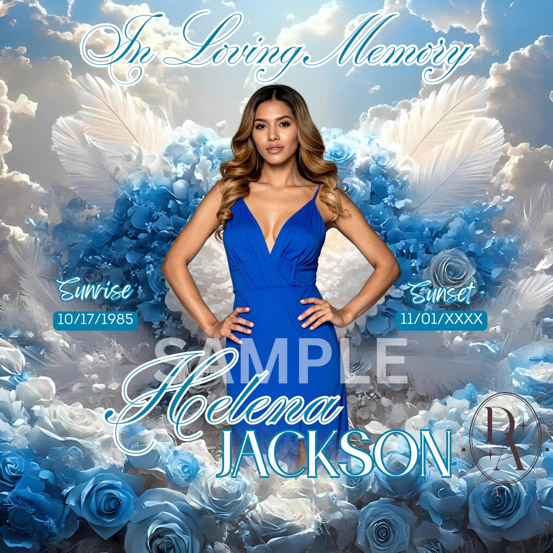 Blue Floral Memorial Background, Forever in Our Hearts, Funeral Program ...