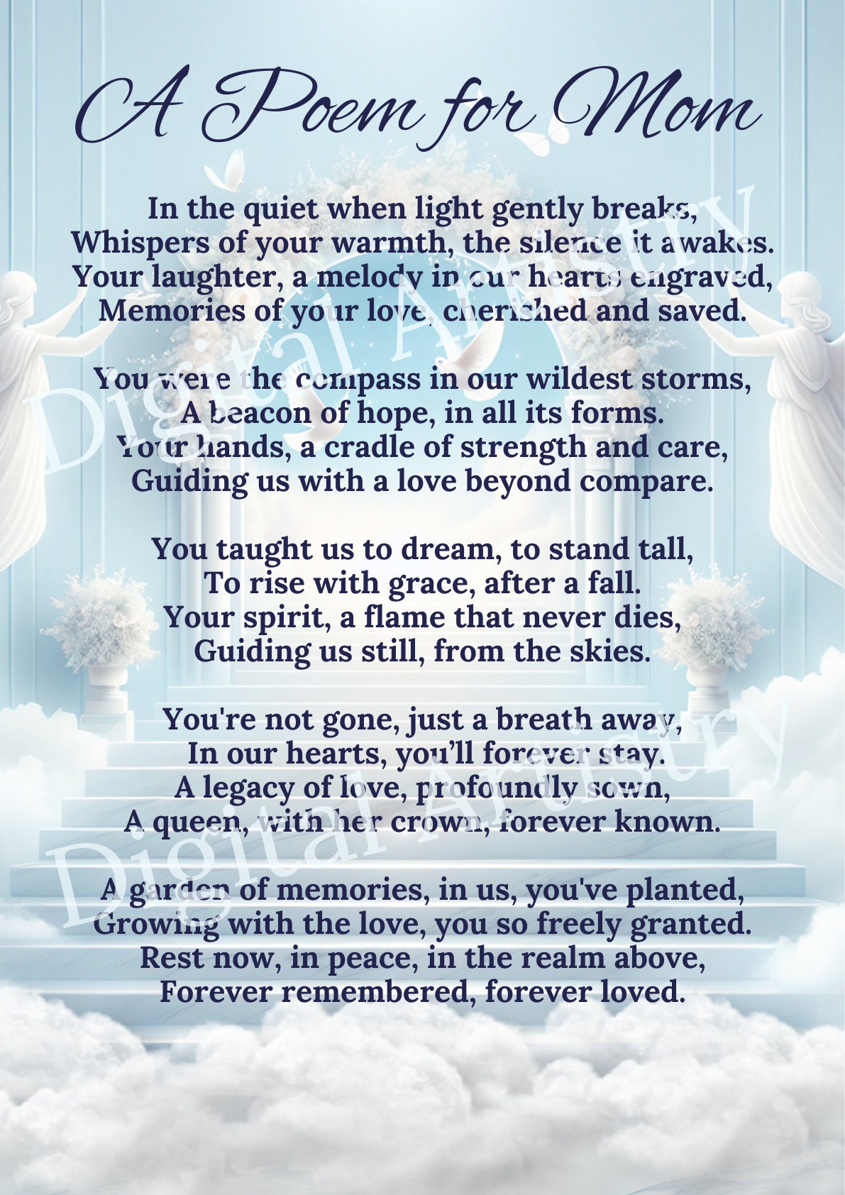 Funeral Service Poem, Png, Pdf, Instant Download, File for Printing ...