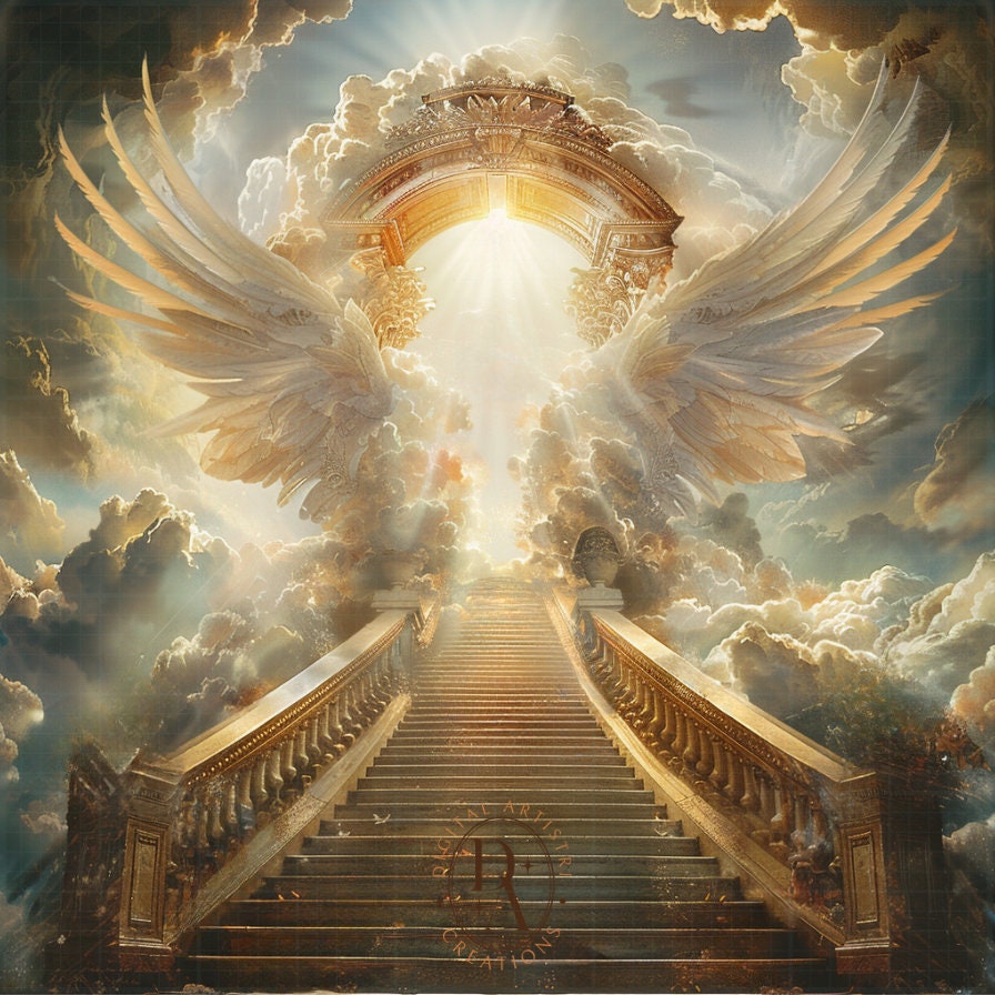 Rest in Peace Gold Stairway Design in Loving Memory Template Memorial ...