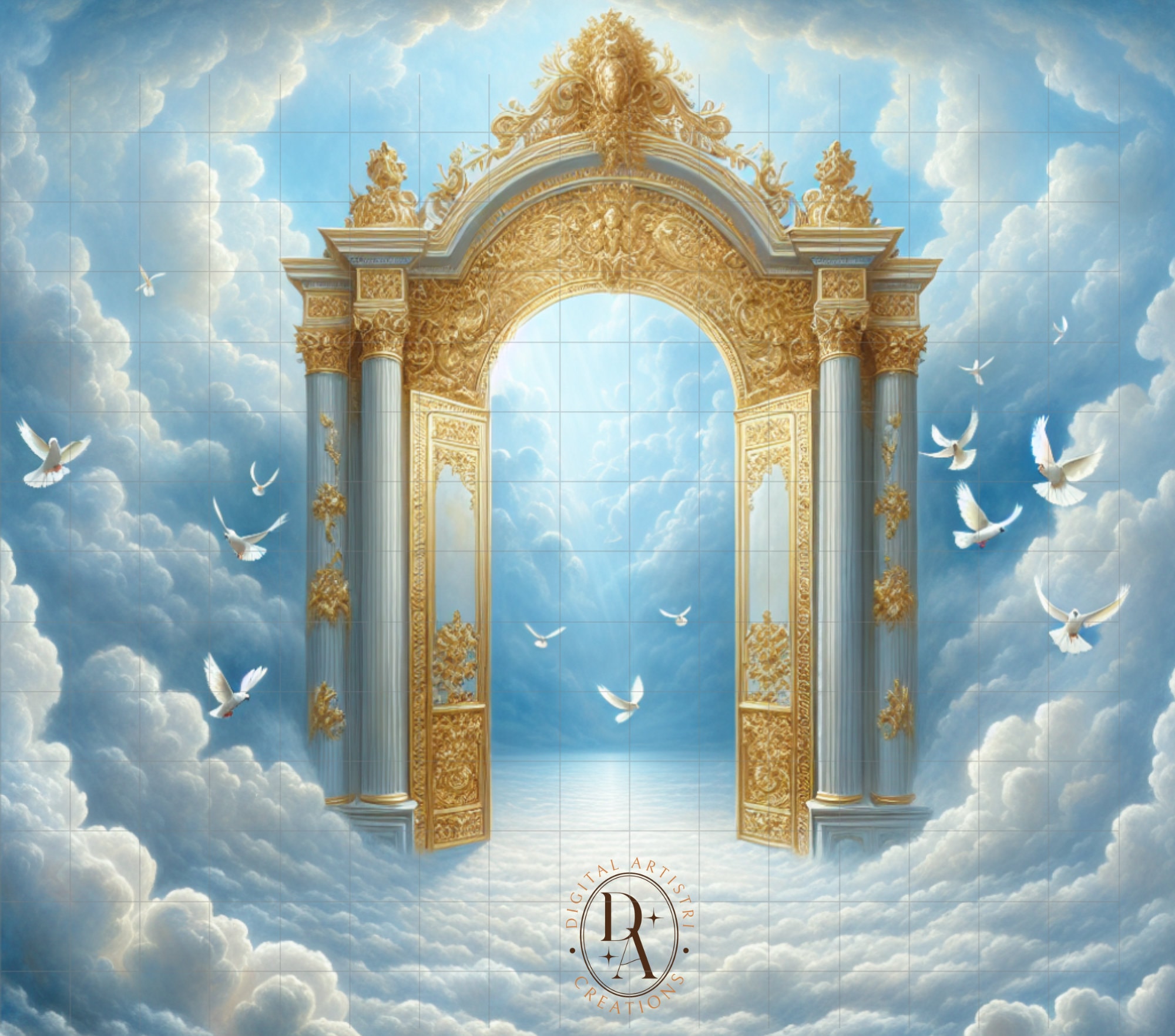 Blue Heaven Gates in Loving Memory Template Memorial Button Pin ...