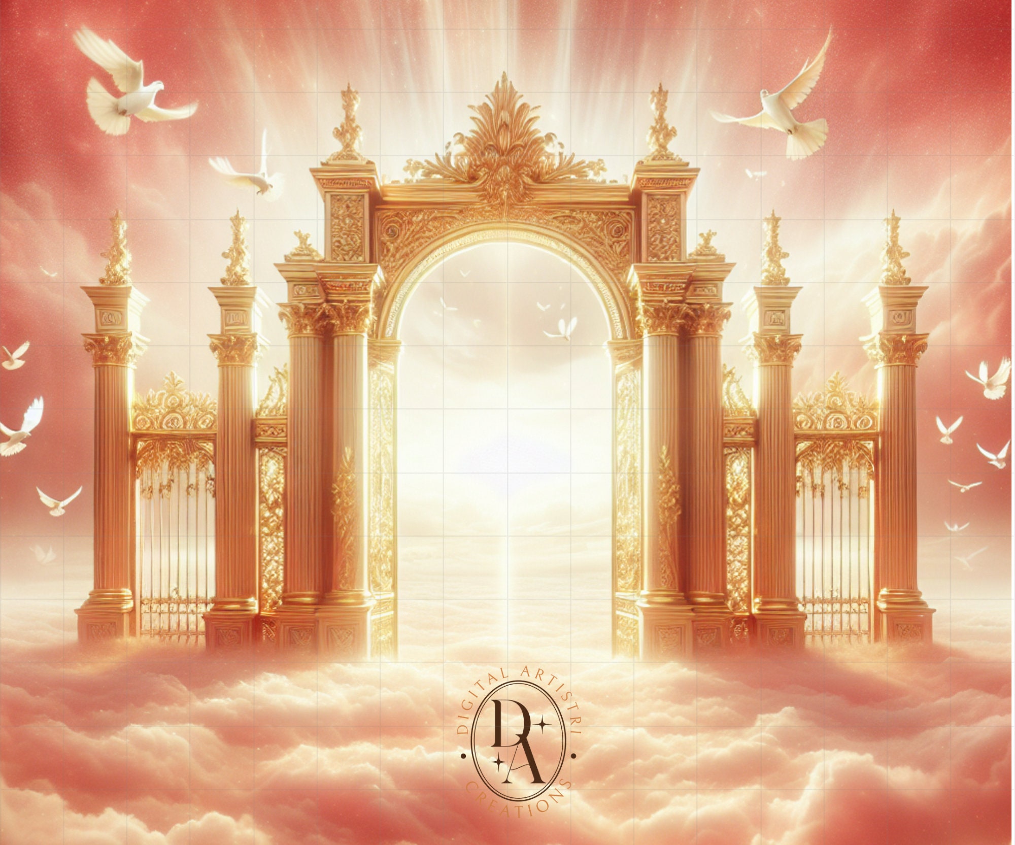 Red Heaven Gates in Loving Memory Template Memorial Button Pin ...