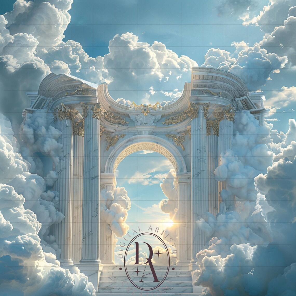 In Loving Memory Template Blue Heaven Gates Memorial Button Pin ...