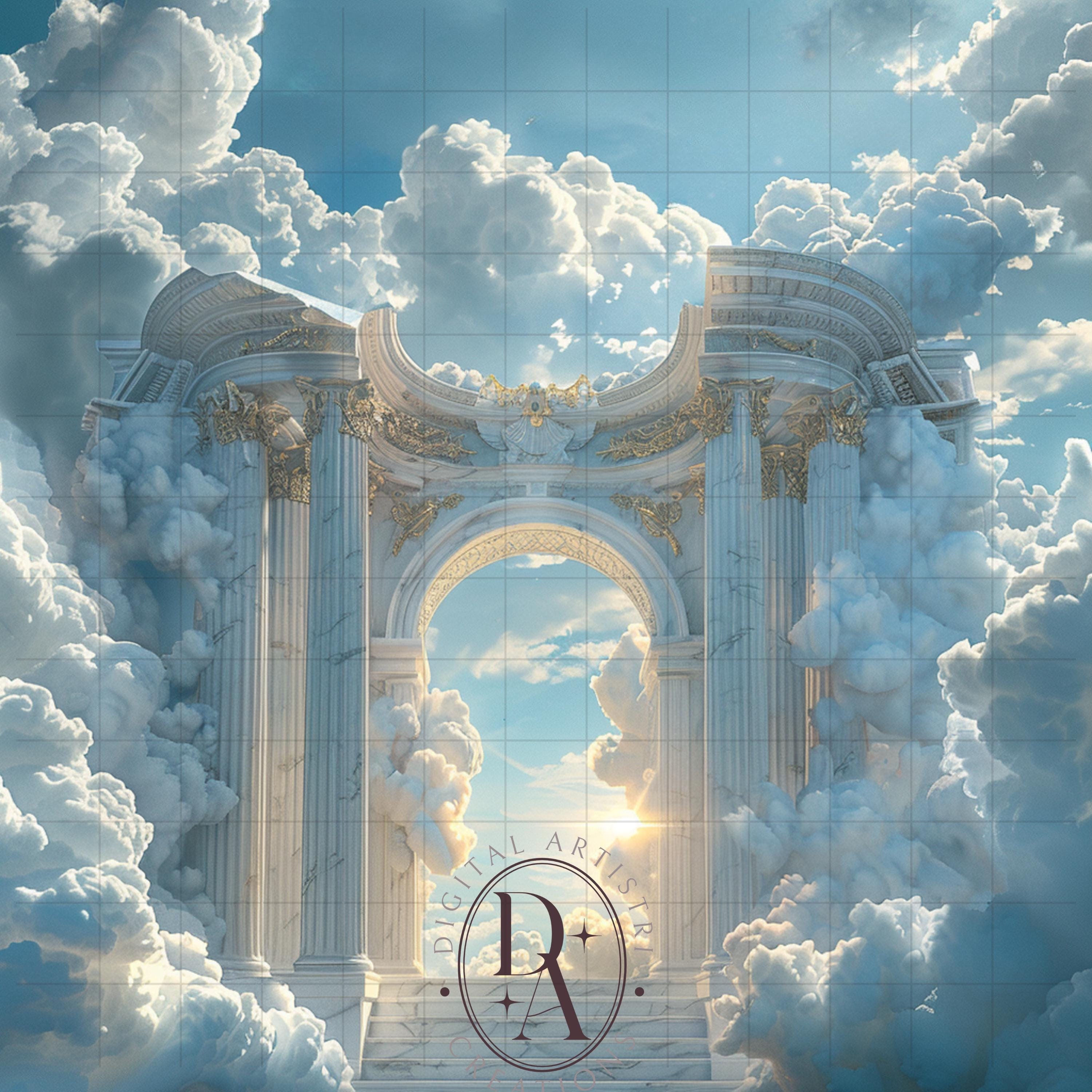 In Loving Memory Template Blue Heaven Gates Memorial Button Pin ...