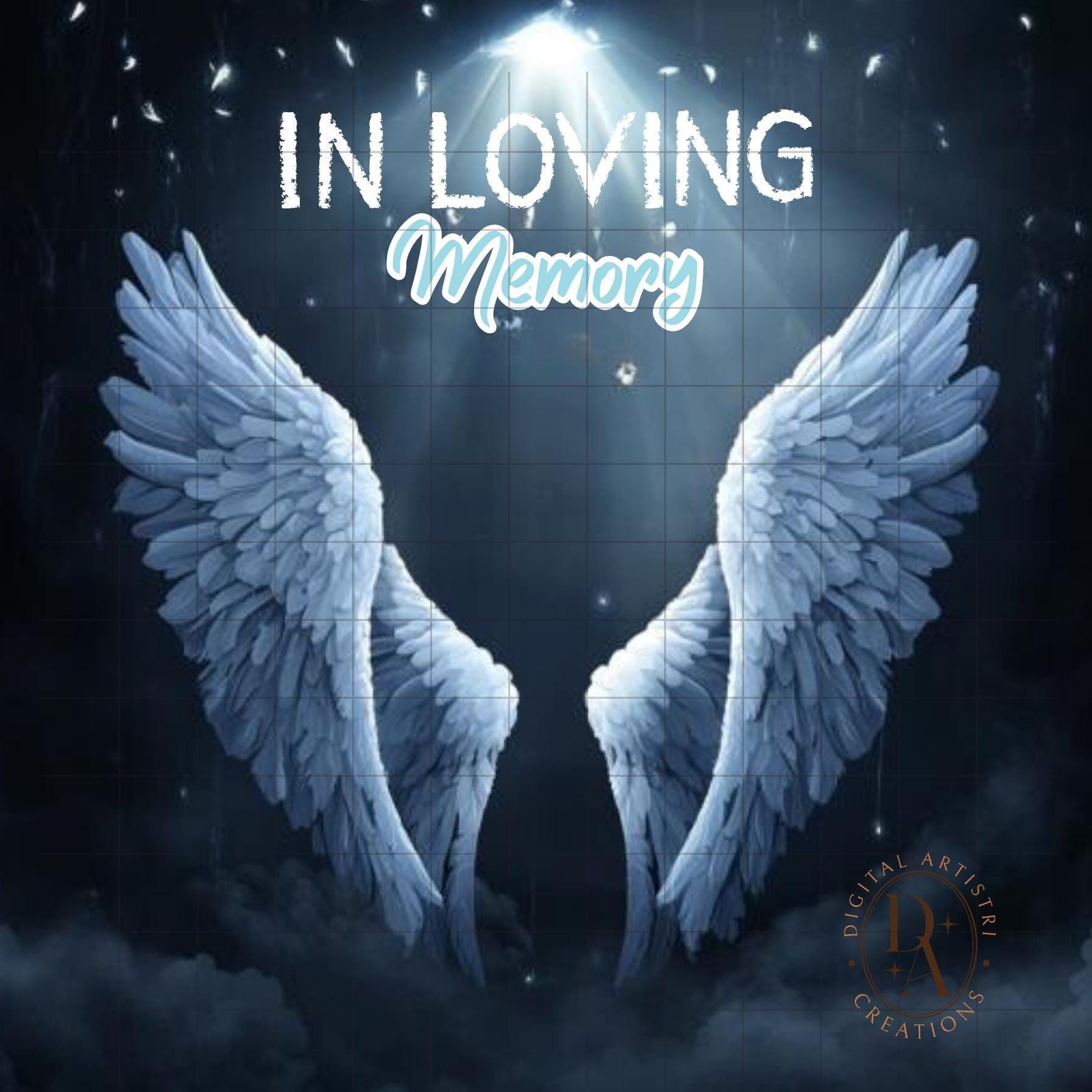Elegant Black Memorial Background, Angel Wings, Customizable Design ...