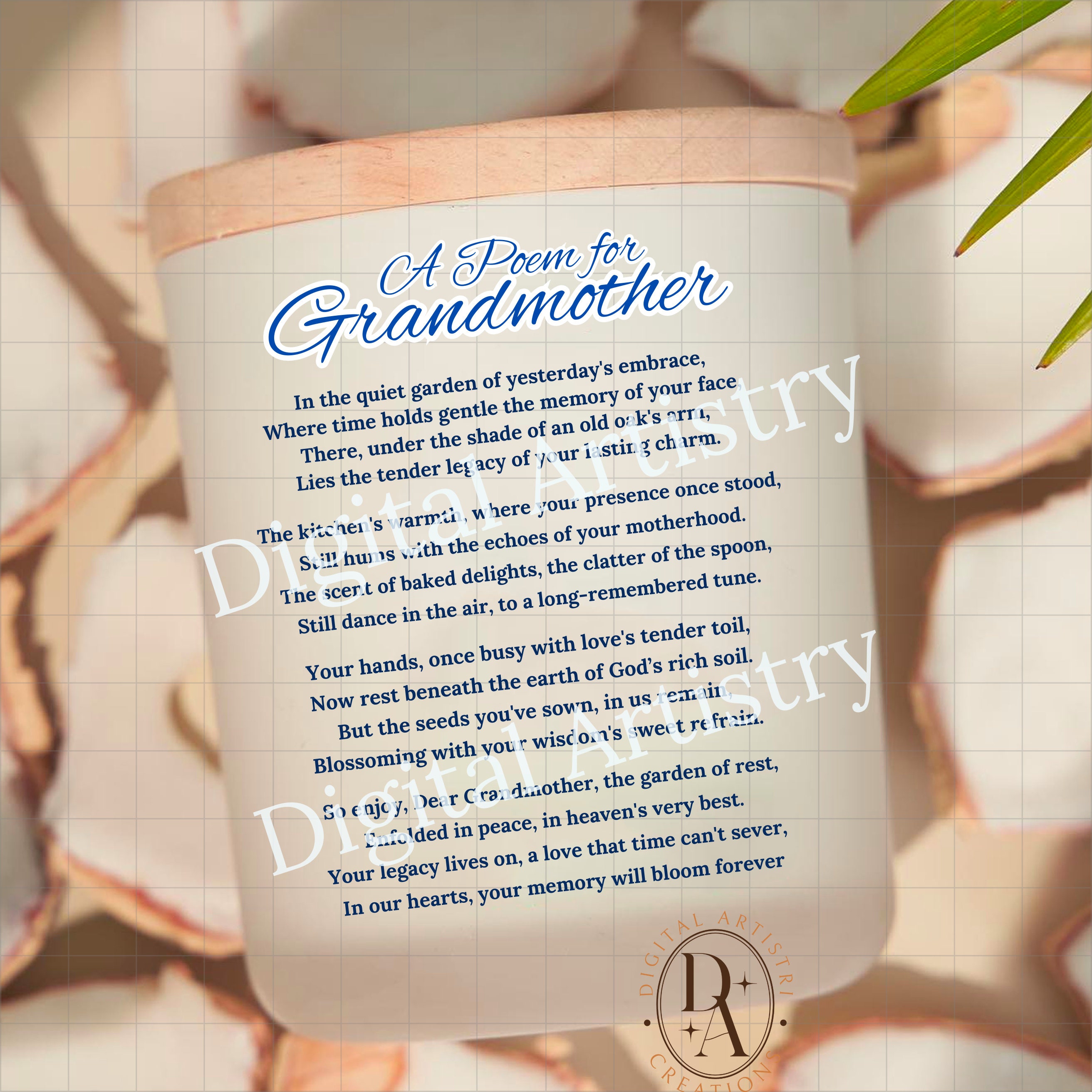 Poem for a Funeral Service Png, Pdf, Instant Download File for Printing ...