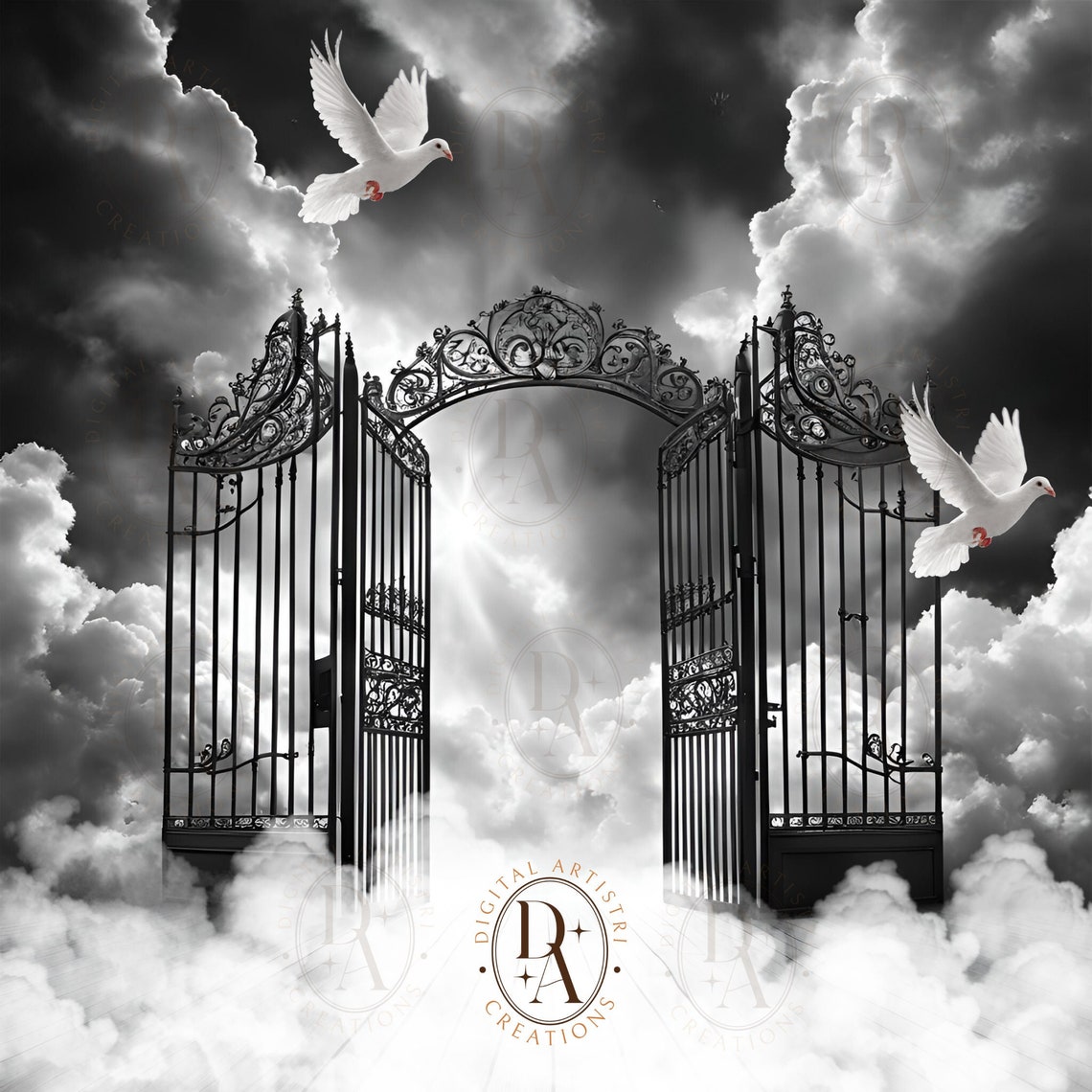 Black Design Heaven Gates, in Loving Memory Template, Memorial Button ...