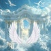 In Loving Memory Template Blue Heaven Gates Memorial With Wings ...