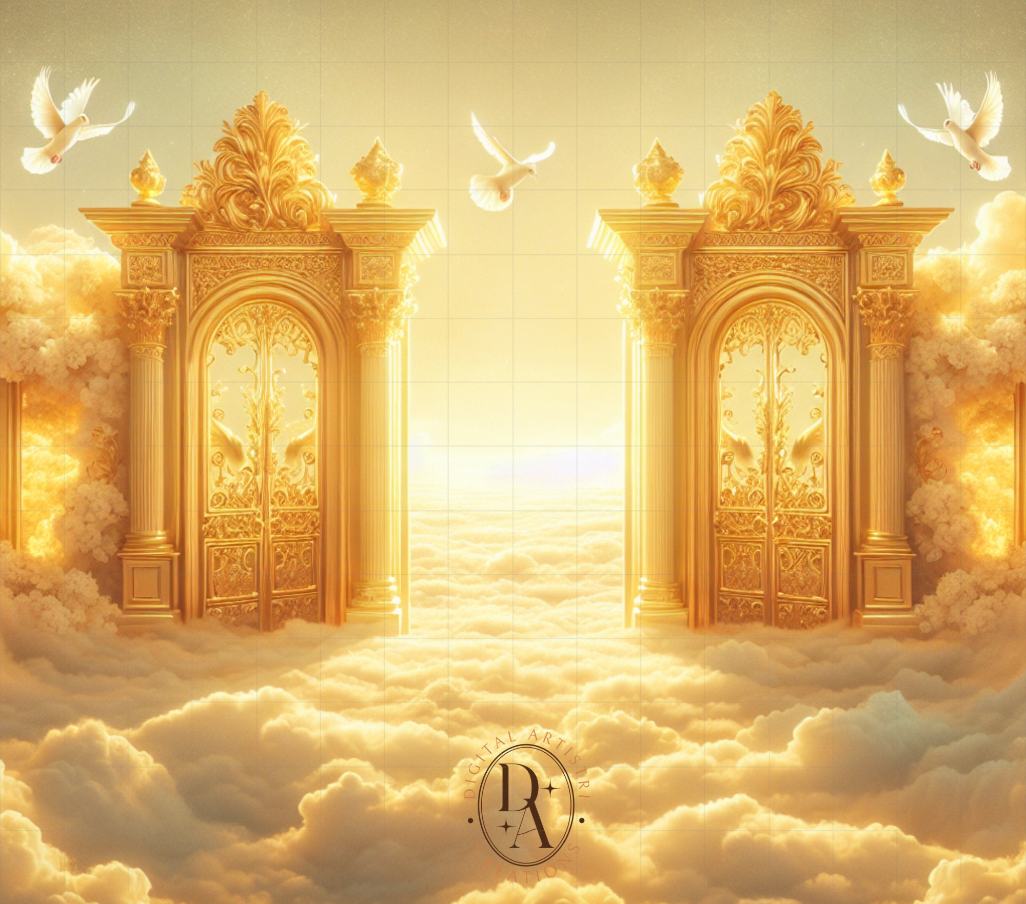 Yellow Heaven Gates, in Loving Memory Template, Memorial Button ...