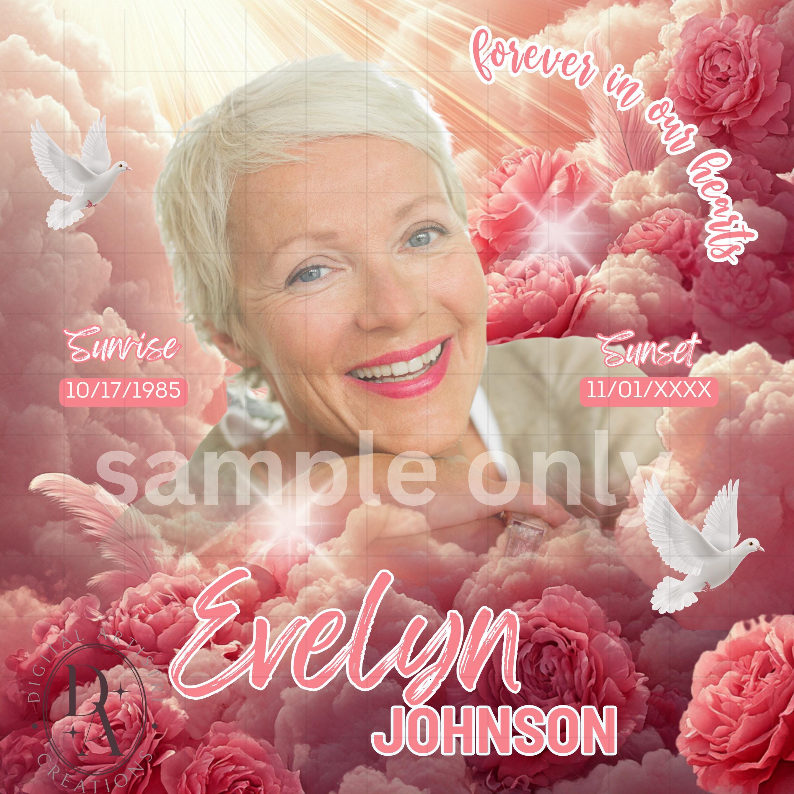 Pink Floral Memorial Background, in Loving Memory, Memorial Background ...