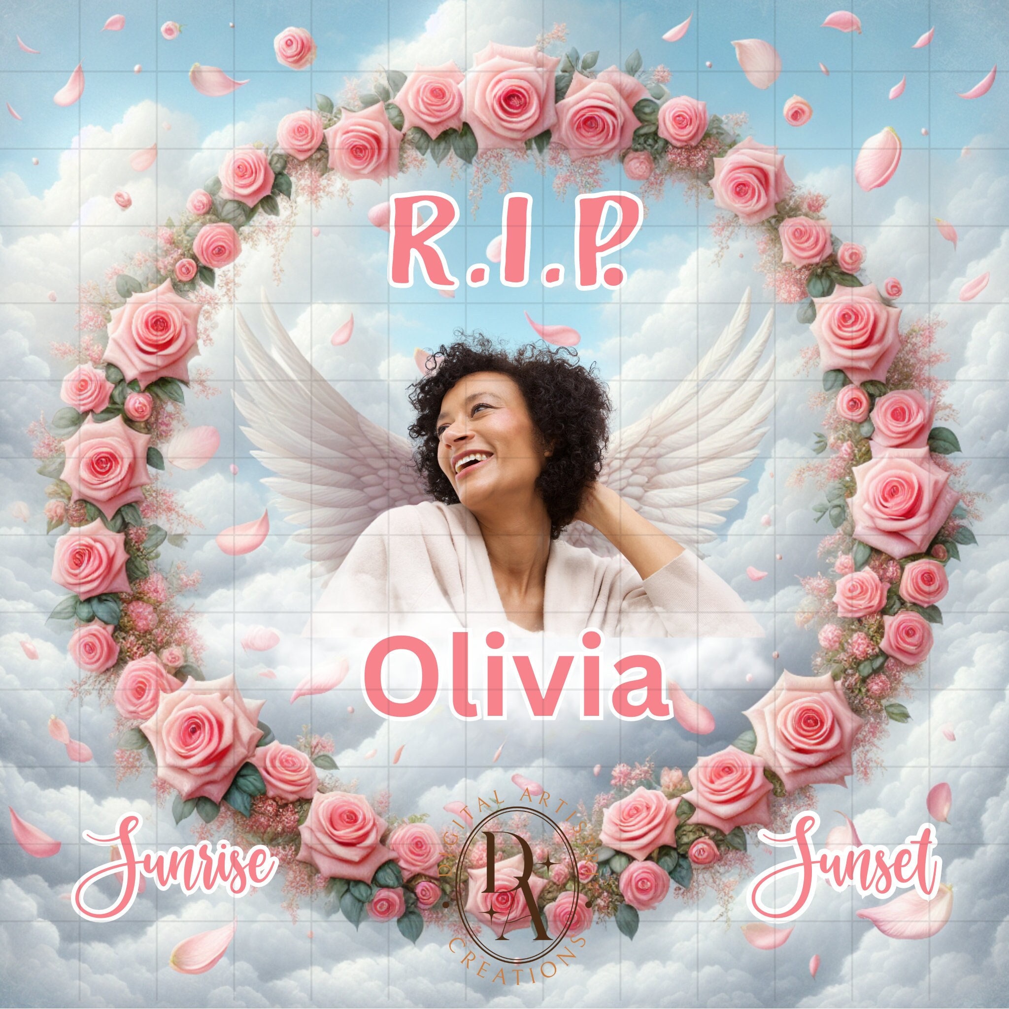 Heaven Background, Memorial Button Wreath Heaven, Rest in Heaven, in ...
